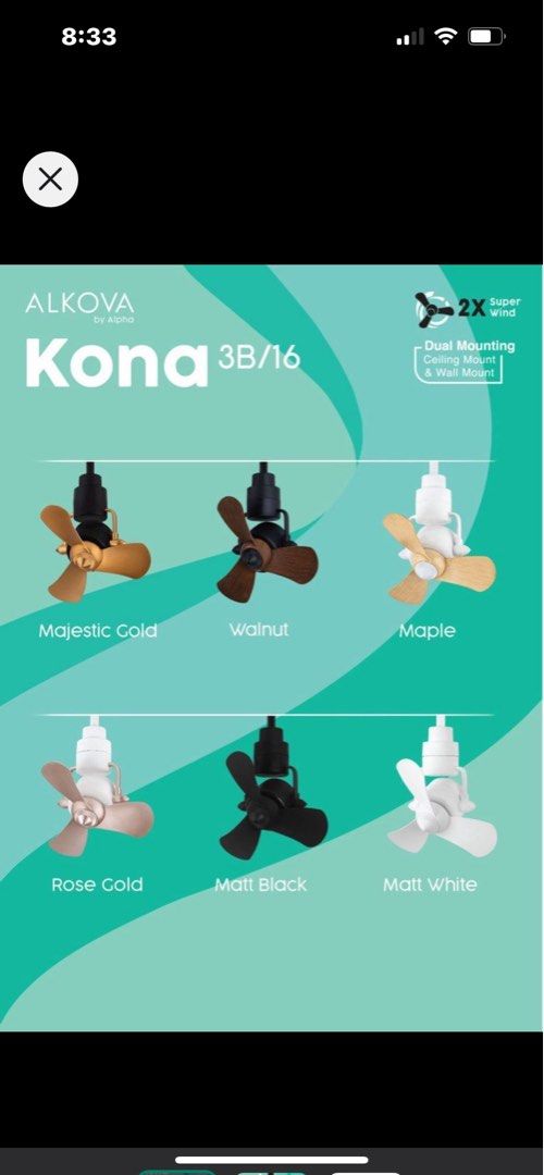 Alpha Alkova Kona (Corner Fan), Furniture & Home Living, Lighting ...