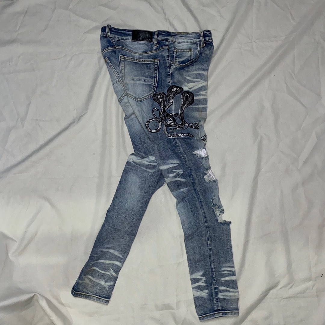 Amiri snake drill/drip pants, Men's Fashion, Bottoms, Jeans on Carousell