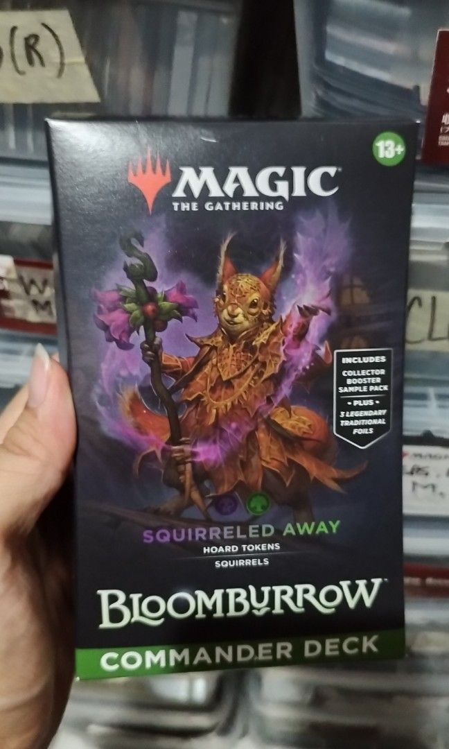 Bloomburrow commander deck - Squirreled Away, Hobbies & Toys, Toys & Games on Carousell