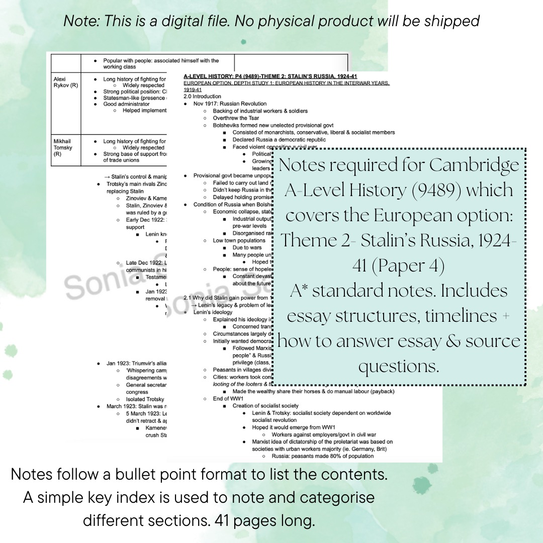 Cambridge A-Level History (9489) Paper 4: Hitler's Germany, 1929-41 ...