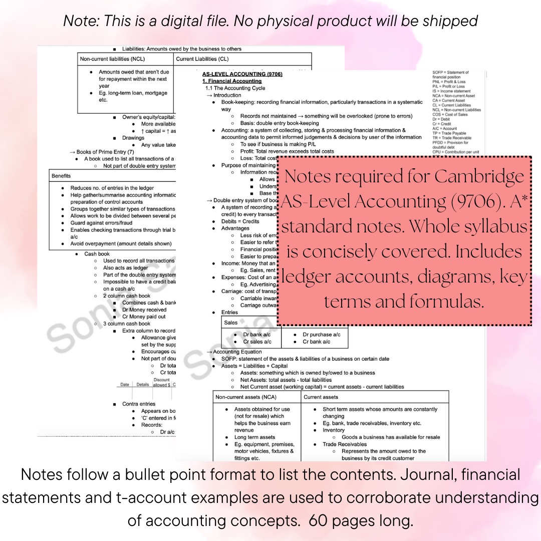 Cambridge AS-Level Accounting (9706) Notes, Everything Else, Others on ...