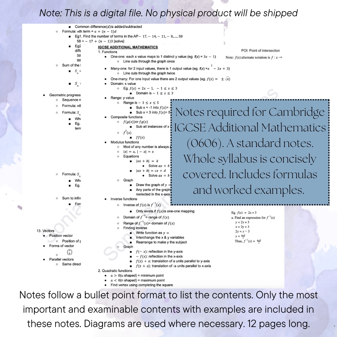 Cambridge Igcse Additional Maths 0606 Everything Else Others On
