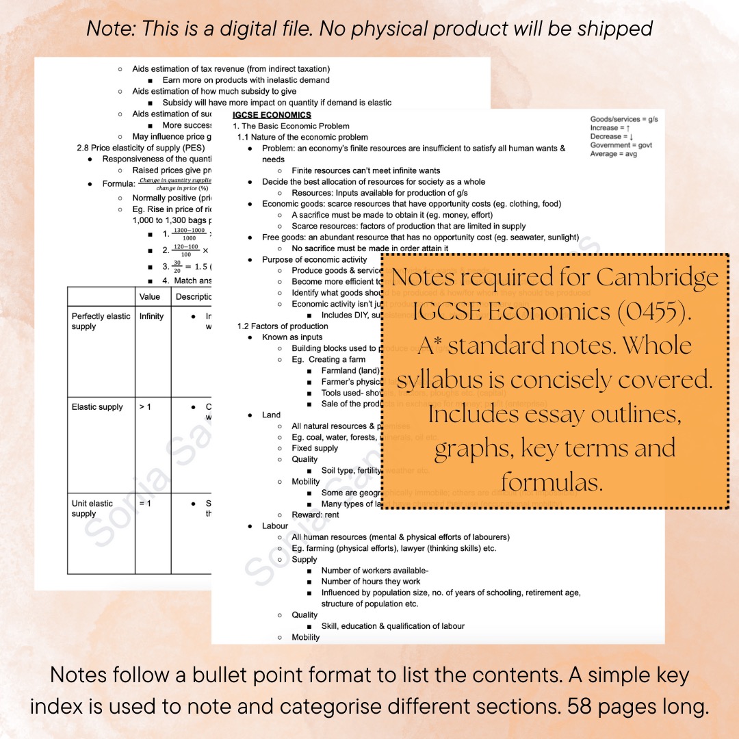 Cambridge IGCSE Economics Notes (0455), Everything Else, Others on ...