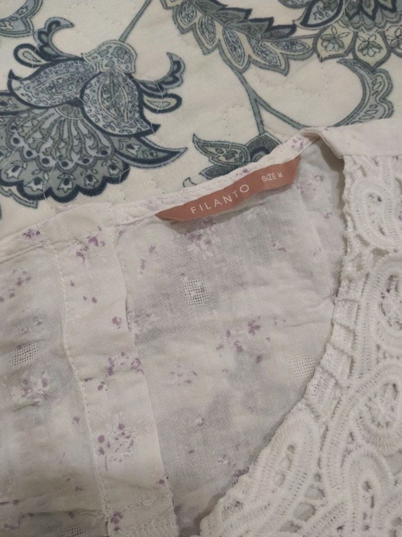 Filanto BO white lace floral blouse, Women's Fashion, Tops, Blouses on ...