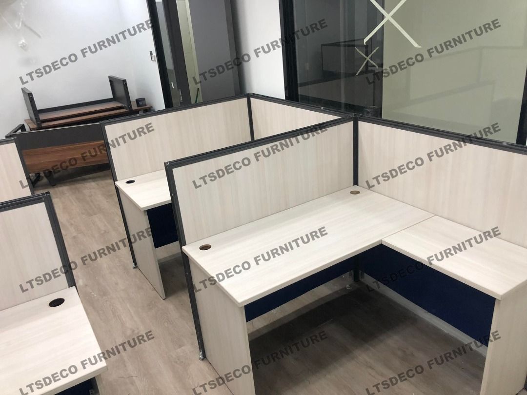 L-shape full laminated workstation cubicle | office partition | office ...