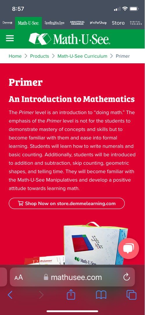 Math u See primer alpha beta textbook workbook test booklet dvd ...