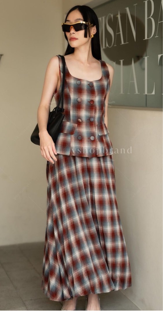Plaid Vest Coords, Women's Fashion, Dresses & Sets, Sets or Coordinates ...