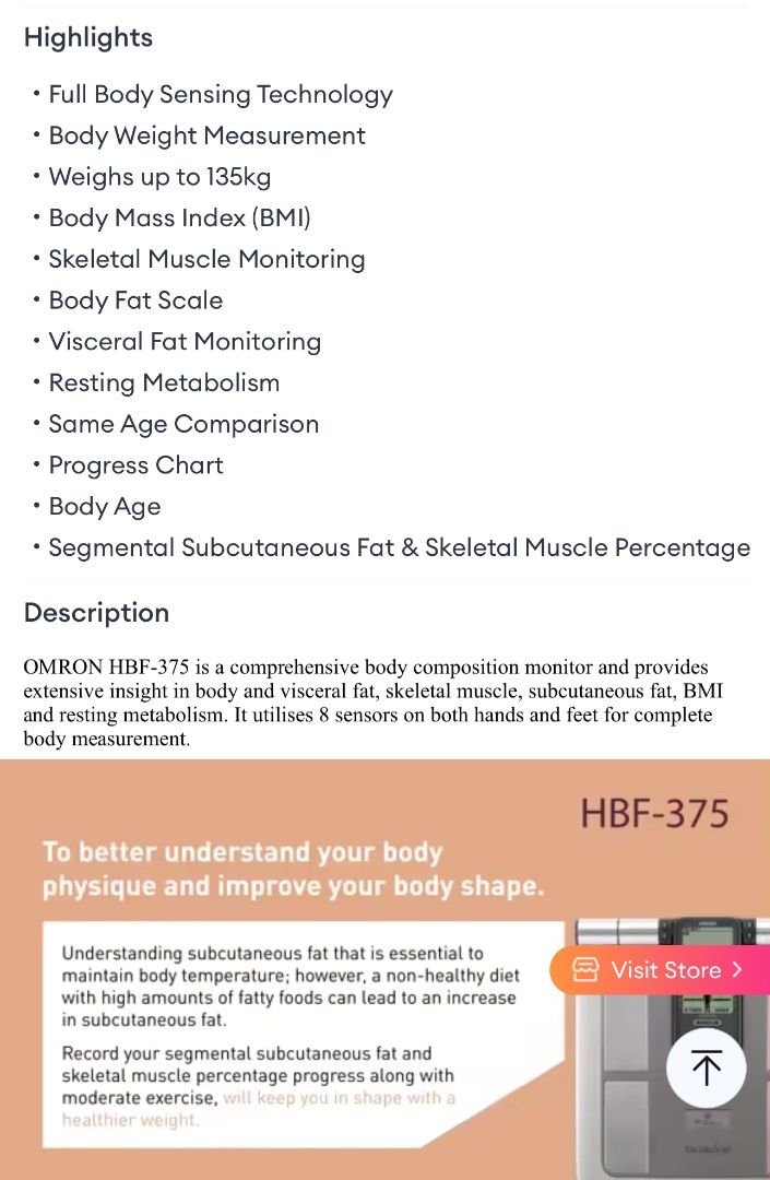 Preloved Omron HBF-375 Digital Karada Scan Body Composition Monitor ...