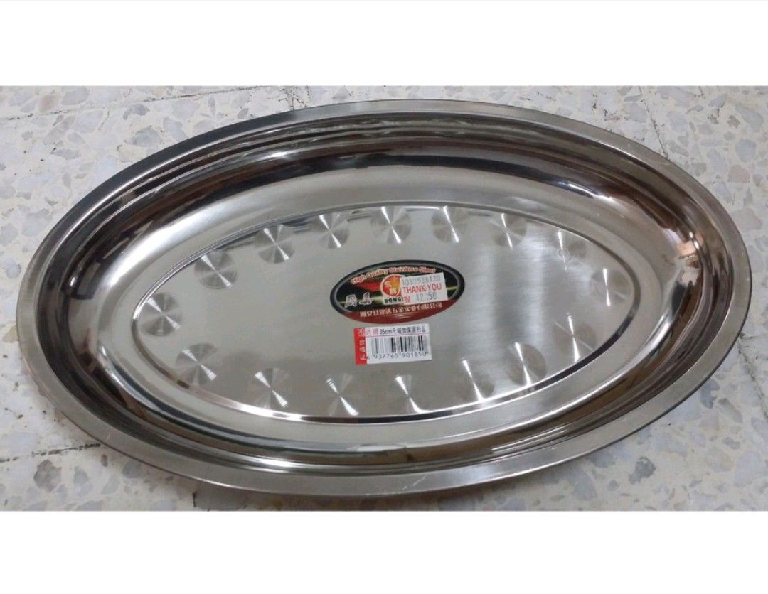 Stainless steel oval plate, Furniture & Home Living, Kitchenware ...