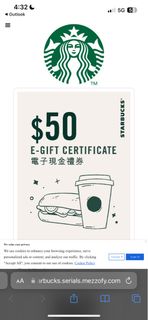 Starbucks e-gift voucher QR code $30, 31/10/2024 & 31/1/2025, 門票＆禮券, 現金 ...