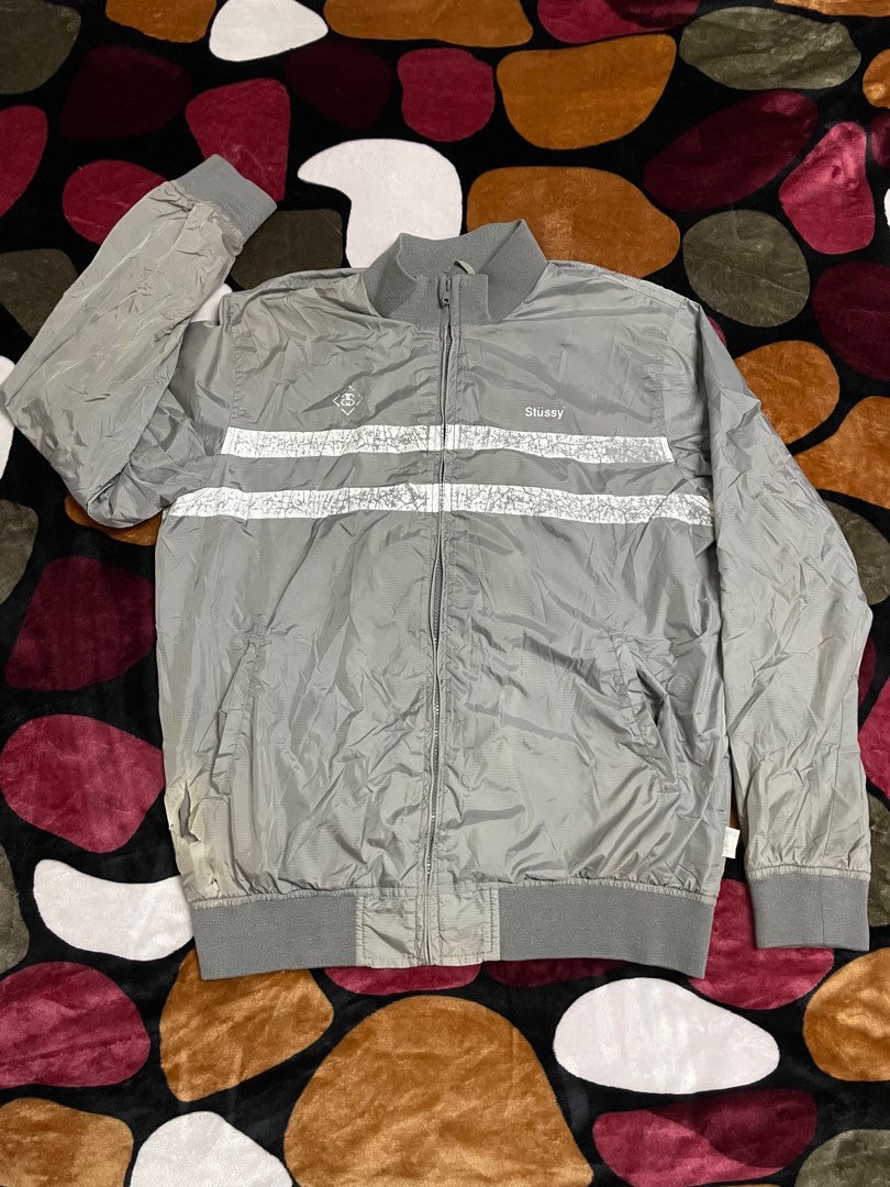 Stussy Grey Windbreaker Jacket Vintage Full Zip, Men's Fashion, Coats ...