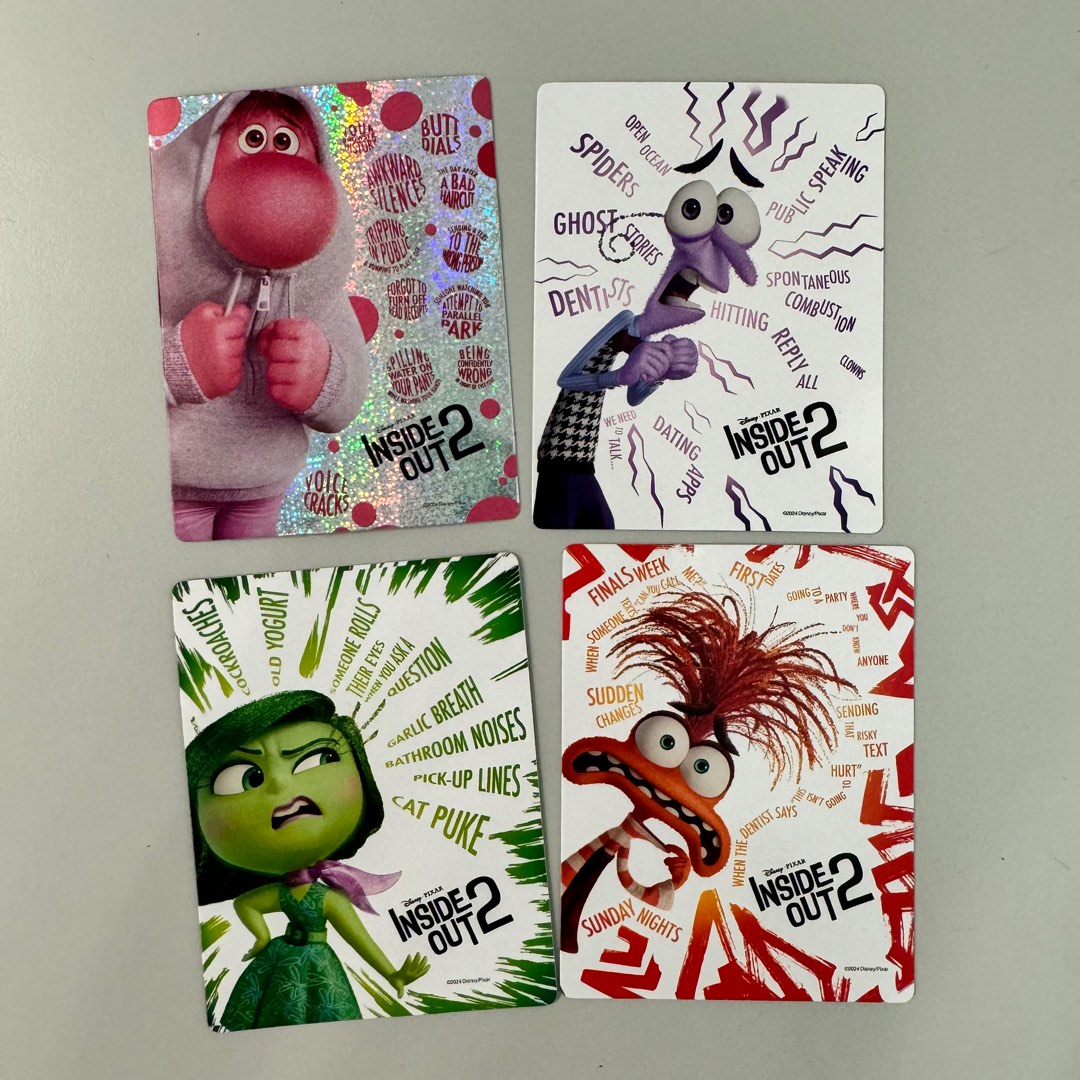 迪士尼 Disney / Pixar INSIDE OUT 2 (only in cinemas) 人物卡四張 disgust fear ...