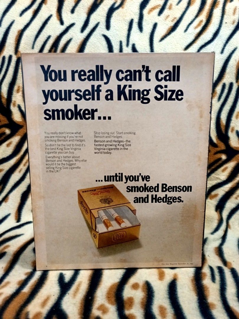 Benson & Hedges Vintage Frame Poster, Hobbies & Toys, Collectibles ...