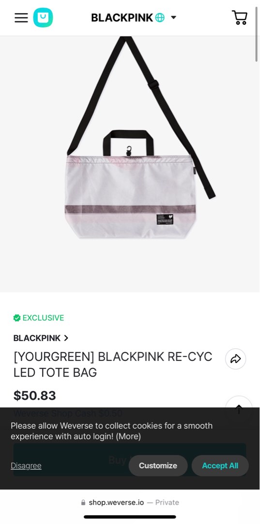 Blackpink YG Select Tote Bag Official, Women's Fashion, Bags & Wallets, Tote Bags on Carousell