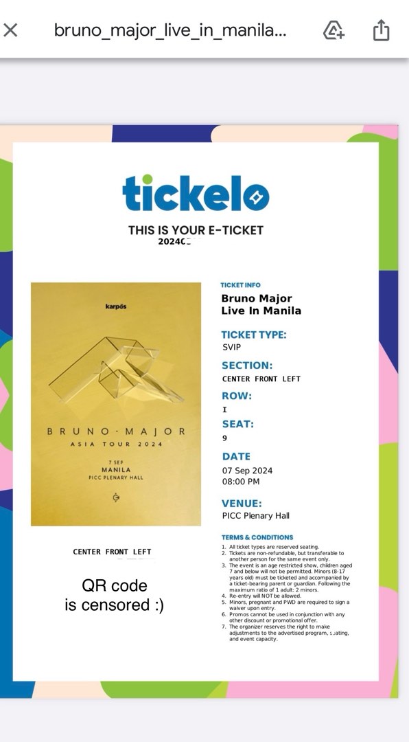 SVIP Bruno Major Live in Manila Concert Ticket – September 07, 2024 ...