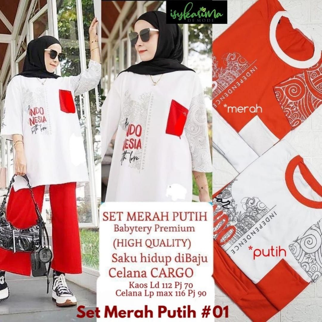 Df Merah putih Set#1 l atasan fashion baju merah putih kaos 17 agustus ...