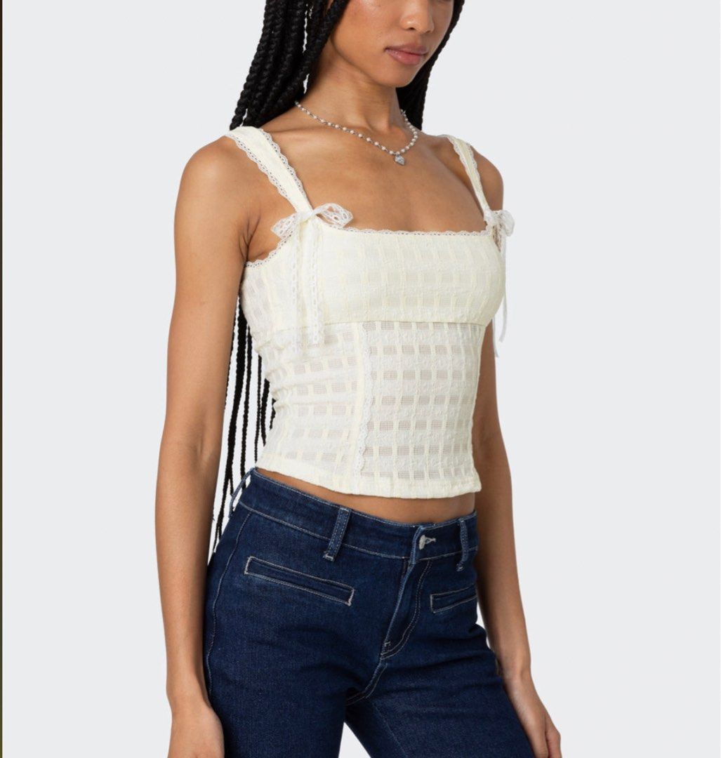 edikted lace top, Women's Fashion, Tops, Sleeveless on Carousell