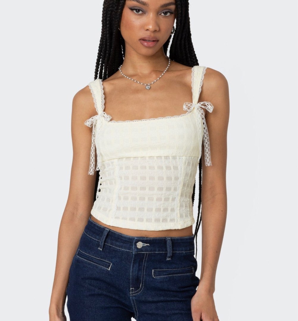 edikted lace top, Women's Fashion, Tops, Sleeveless on Carousell