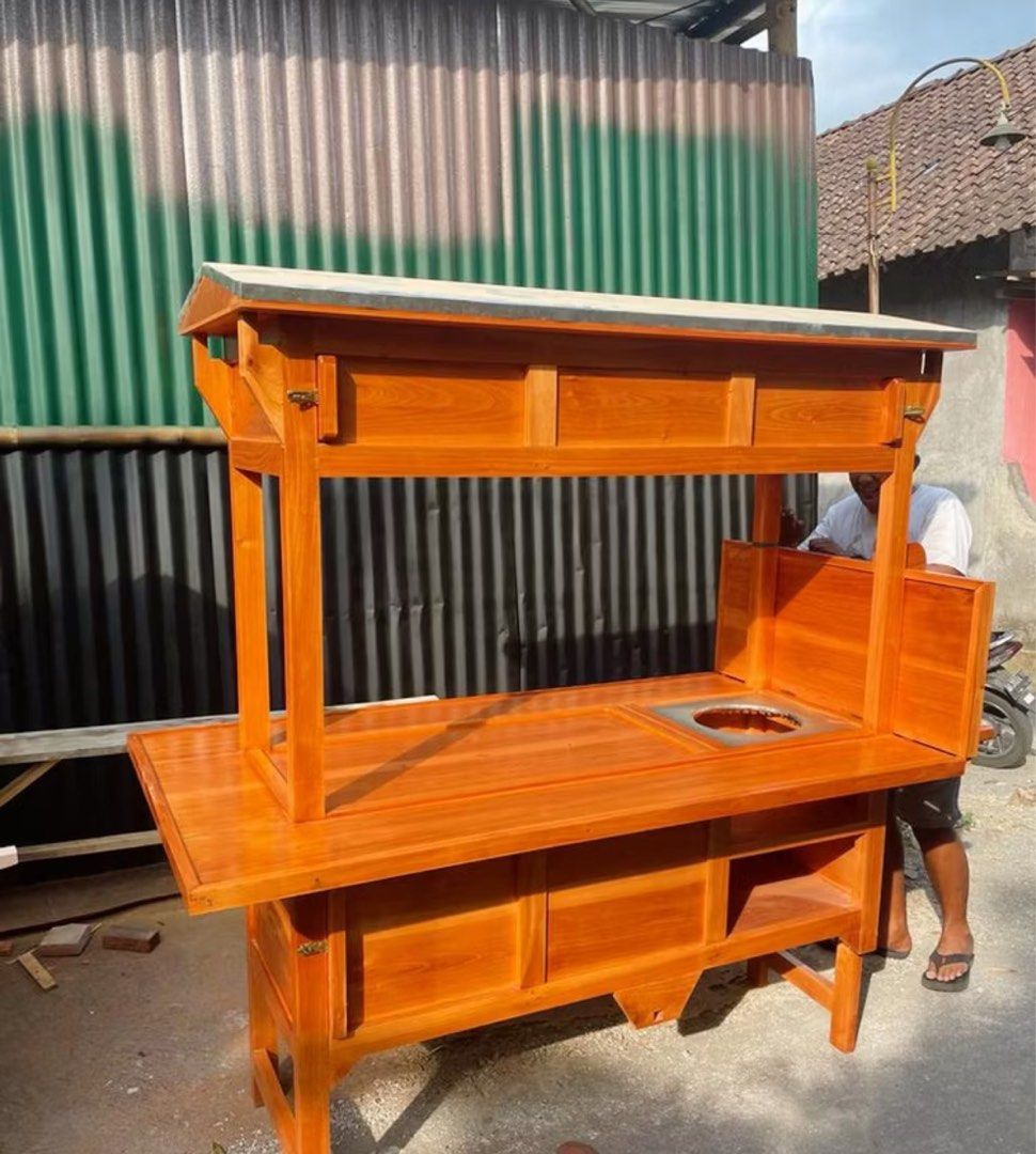 Gerobak Baru Full Kayu Bukan Triplek Kokoh Kuat Warung Cafe Angkringan ...
