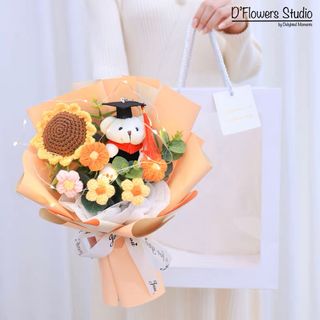 Cute Pochacco Knitted Crochet Graduation Flower Bouquet, Hobbies & Toys ...