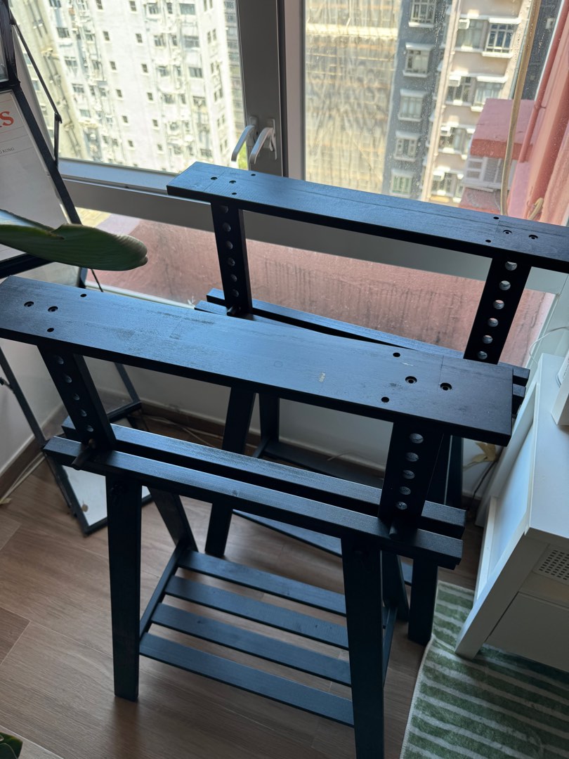 IKEA Desk MITTBACK trestles - painted black 宜家書檯腳架，可自行加配檯面, 傢俬＆家居, 傢俬 ...