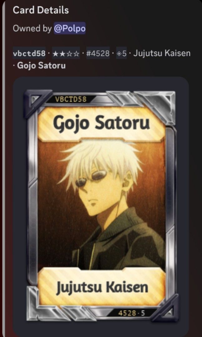 Karuta Gojo Satoru Edition 5, Video Gaming, Gaming Accessories, In-Game ...