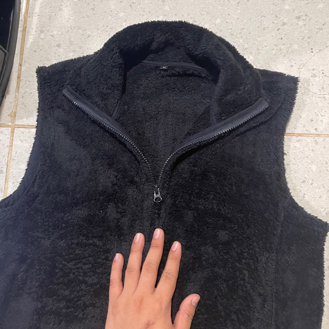 MUJI BOA FLEECE VEST JACKET (BLACK), Women's Fashion, Coats, Jackets ...