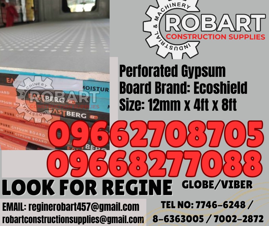 Perforated Gypsum Board Brand: Ecoshield Size: 12mm x 4ft x 8ft ...