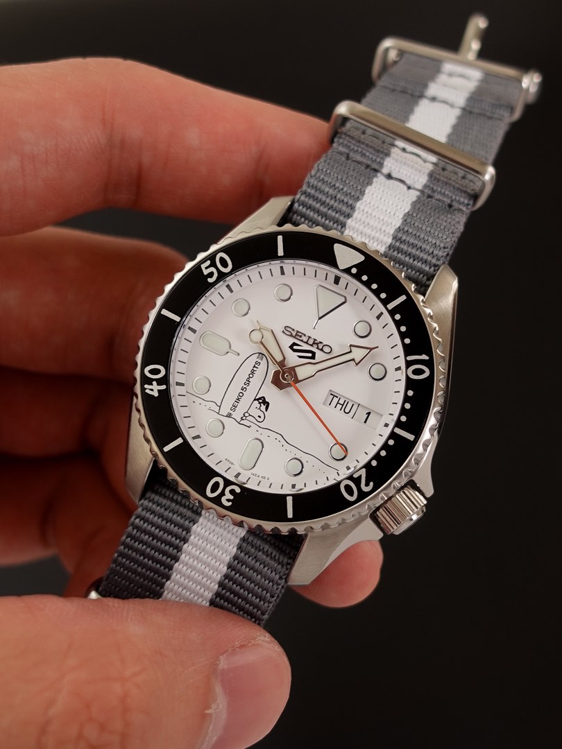 Seiko Snoopy - Peanuts Collab - SRPK25 - White Dial Dive Watch, Men's ...