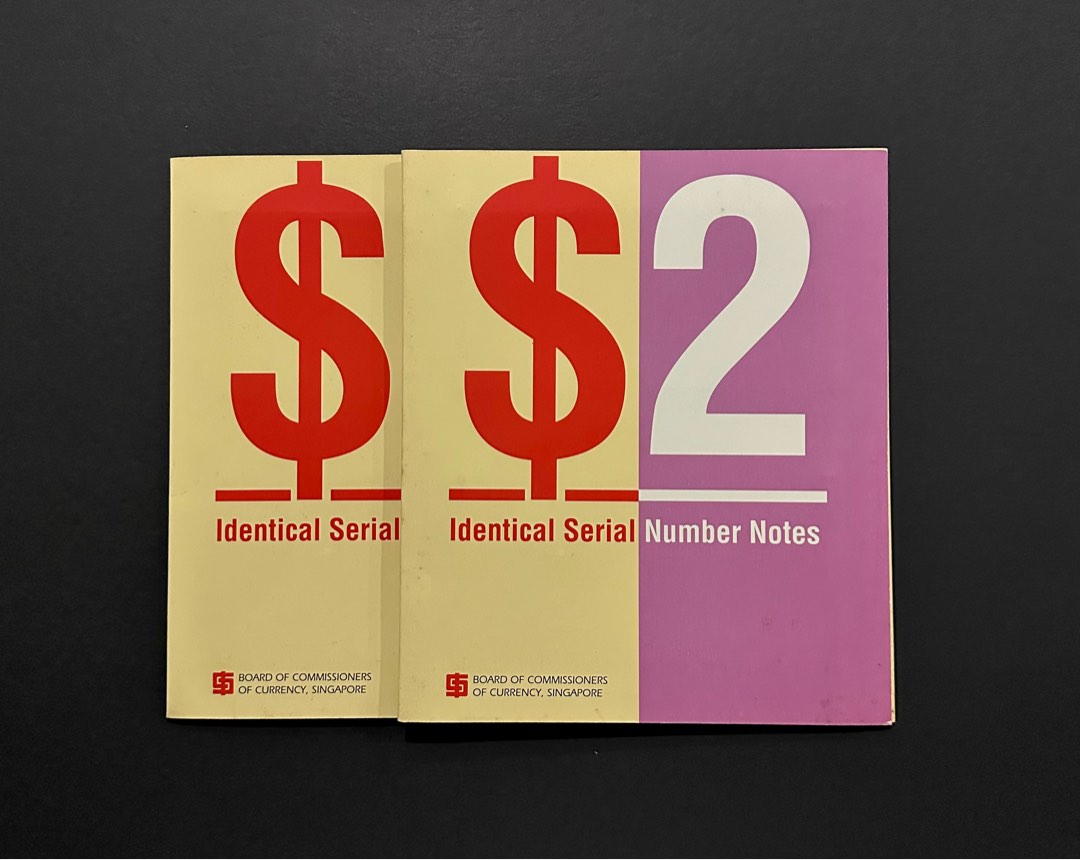 2 Set Singapore RED AND PURPLE $2 IDENTICAL SERIAL NUMBER NOTES .UNC ...