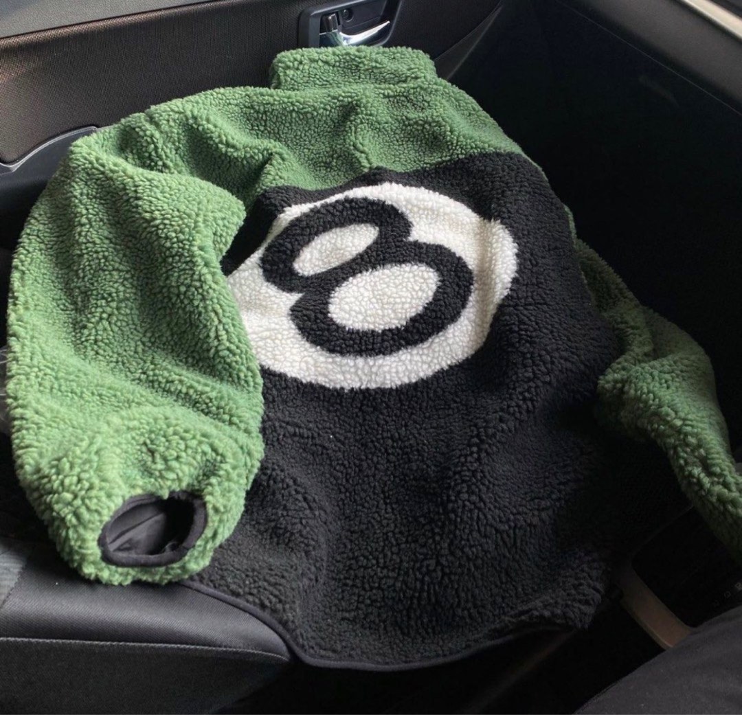 Stussy 8 Ball Fleece Sherpa Jacket, Men's Fashion, Coats, Jackets and Outerwear on Carousell