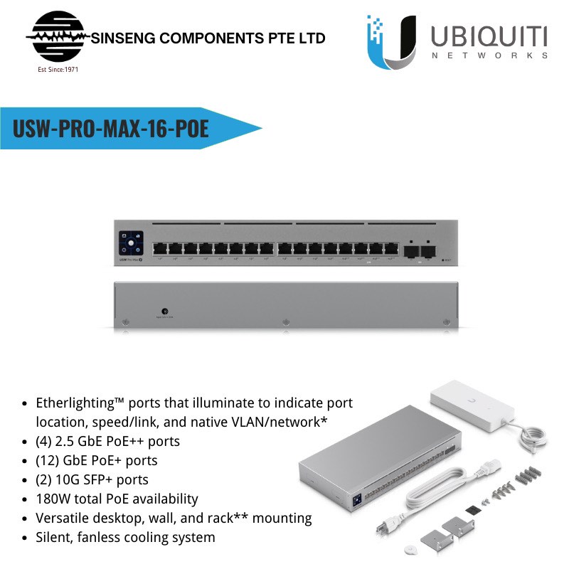 Ubiquiti UniFi USW Pro Max 16 PoE 16 Port Networks UniFi Managed Layer ...