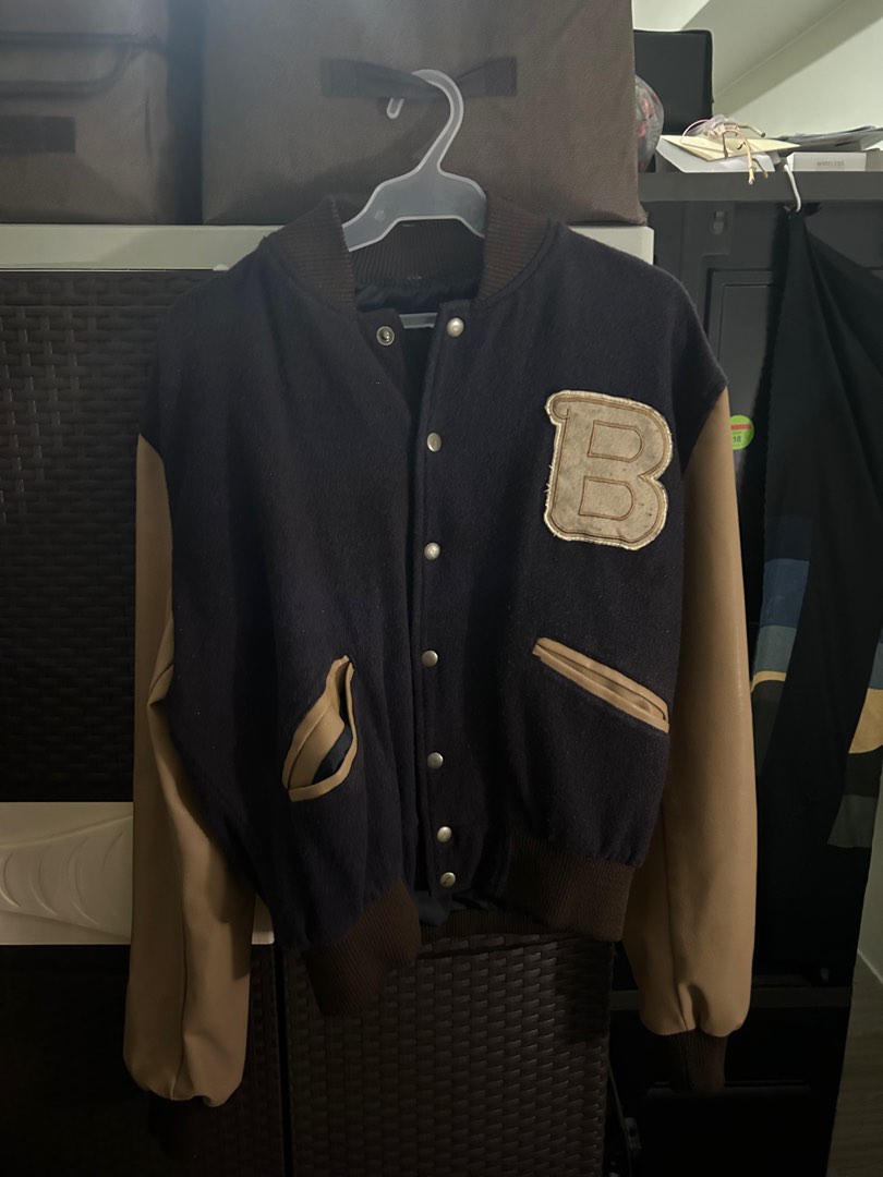 Leather Varsity Jacket (Wool and Thick Leather Material), Men's Fashion ...