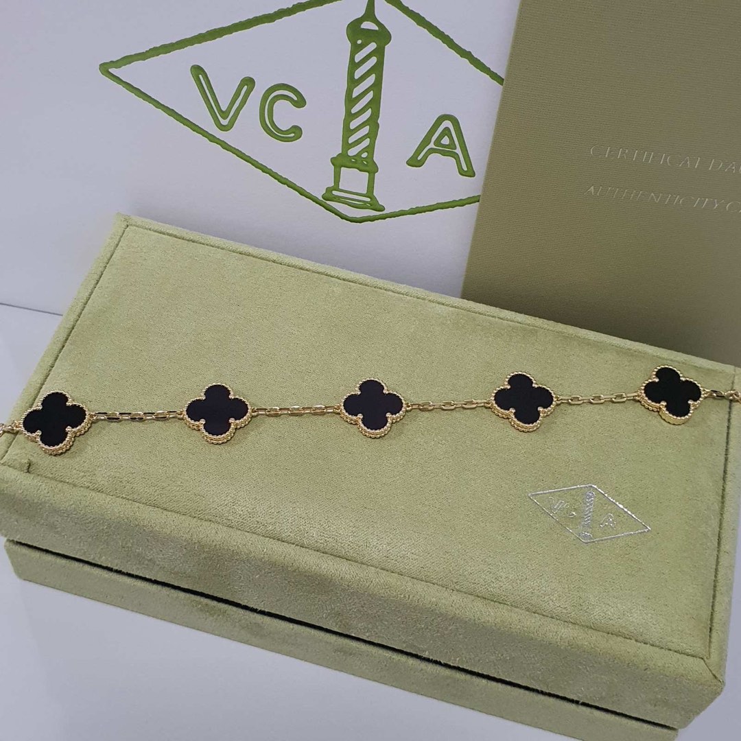 VCA BRACELET FOR RUSH SALE- Vintage Alhambra bracelet, 5 motifs, 18K ...