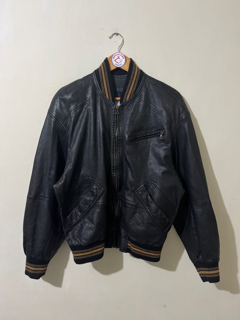 Vintage 90s Leather Jacket, Men's Fashion, Coats, Jackets and Outerwear ...