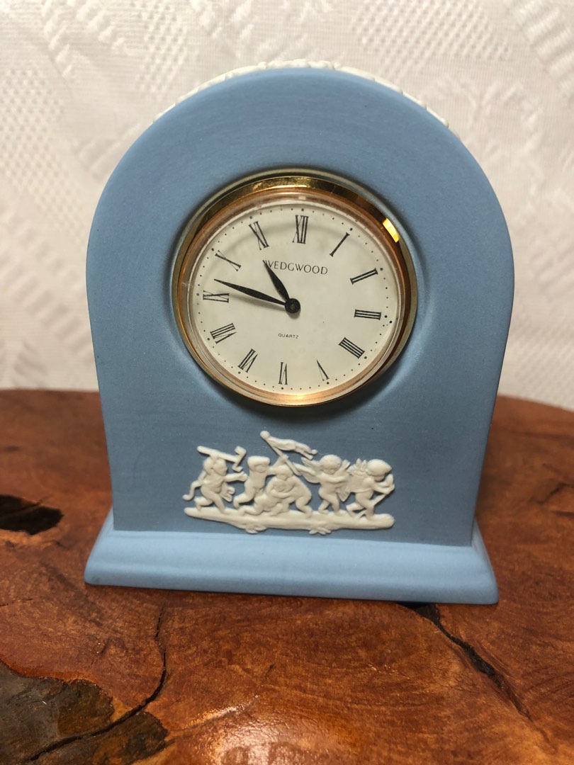 Vintage Wedgwood Jasperware Mantle Domed Mini Clock, Relief Cupid ...