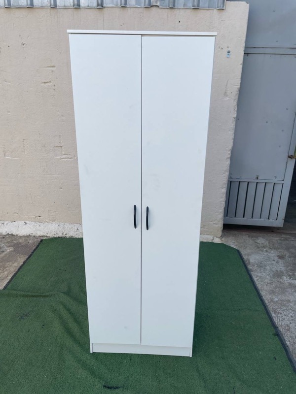 WD01R2W NEW * Almari Baju 2 Door 5 Tiers Wardrobe White, Furniture ...