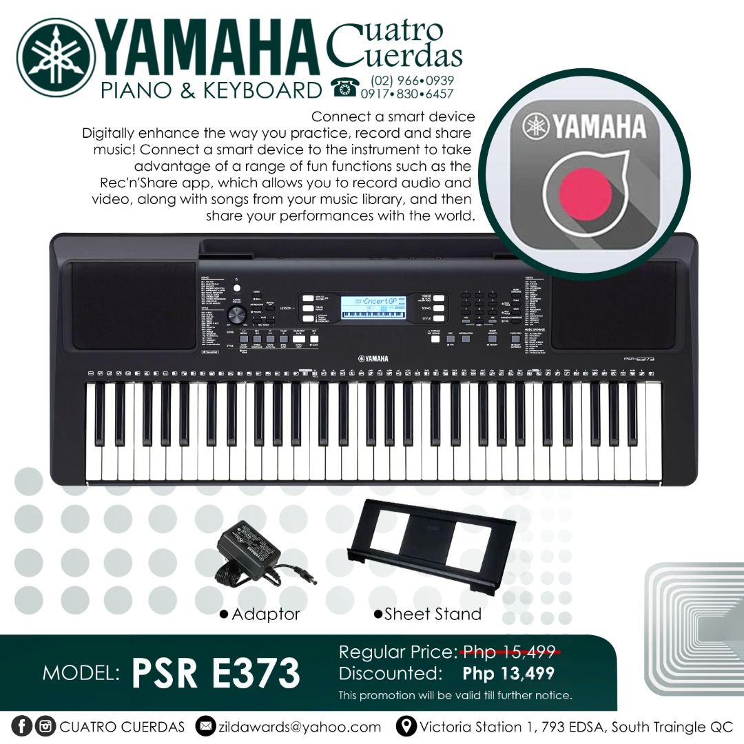 Yamaha Portable Keyboard PSR-E373 for Sale, Hobbies & Toys, Music ...