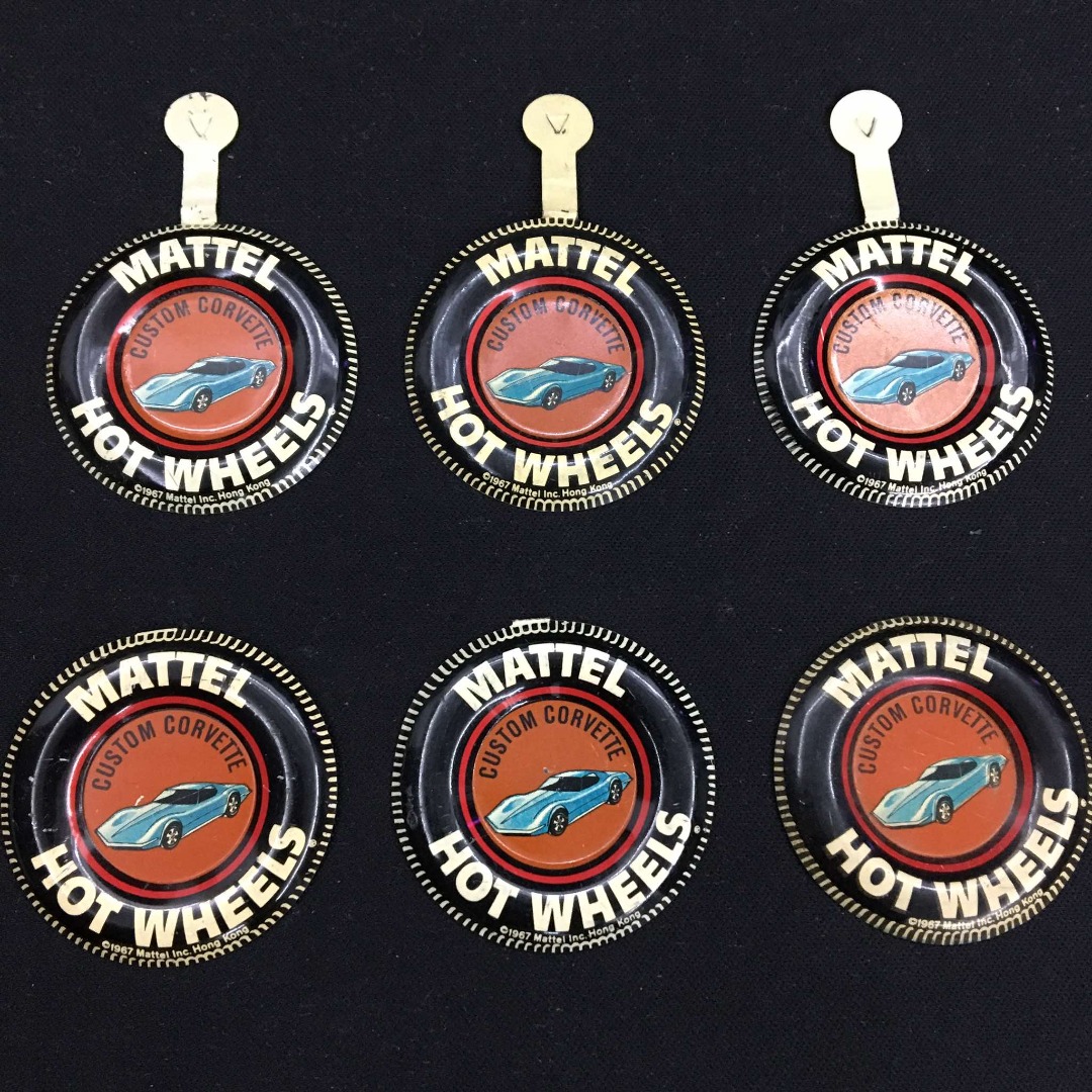 1967 Mattel Hot Wheels Redline Custom Corvette Metal Tag Tab Button ...