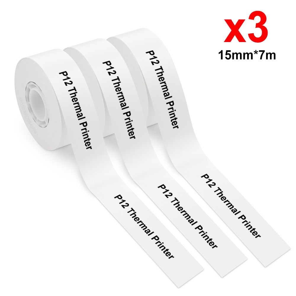 3 rolls thermal STICKER PAPER for mini thermal printer label maker inkless printer paper p12 ...