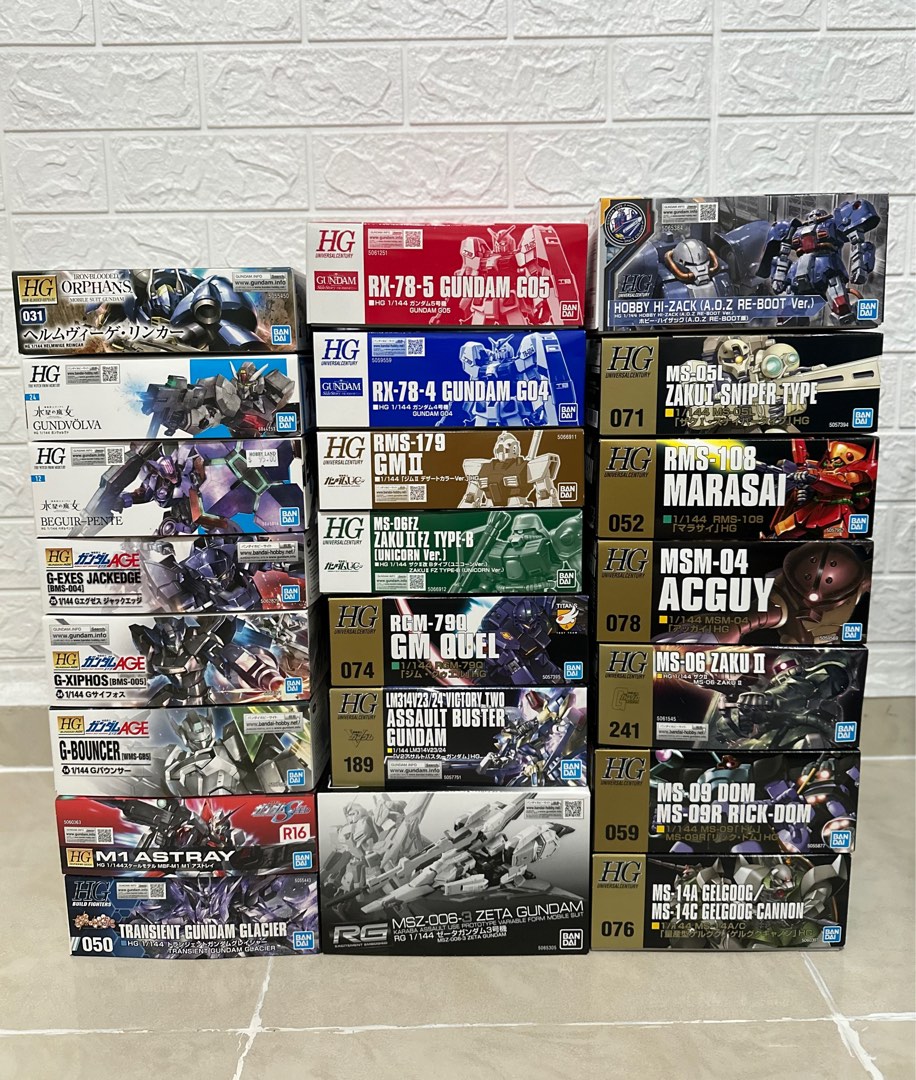 多款未砌 高達模型 HG RG 1/144 gundam gm 吉姆 渣古 勇士 大魔 Zaku gelgoog dom seed destiny astray age 鐵血的孤兒 水星的魔女 ...