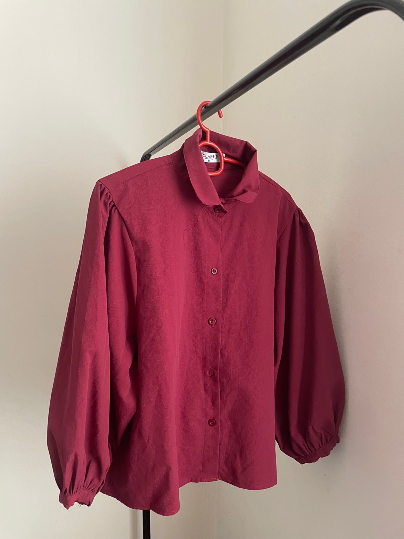 Blouse Office Wear in red, Women's Fashion, Tops, Blouses on Carousell