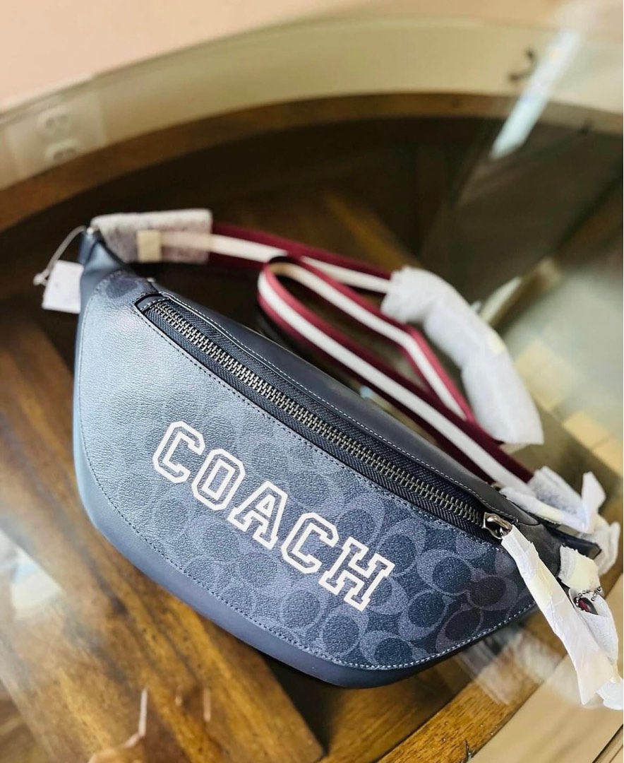 Coach Warren Belt Bag In Signature Canvas With Varsity Motif, Men's ...