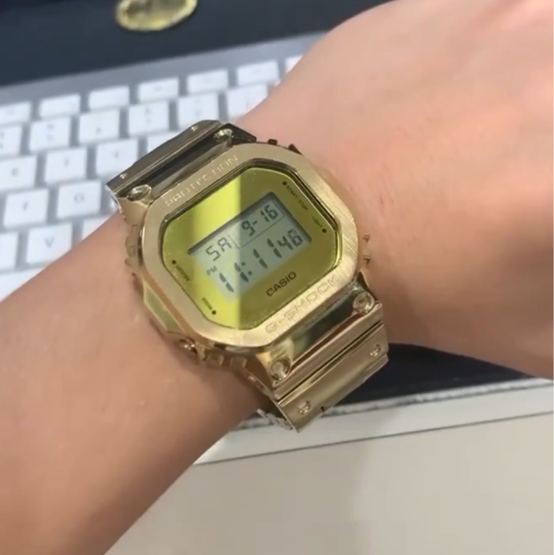 Custom Casio G-Shock DW-5600BBMB-1 DW-5600 Full Gold Brace, Men's ...