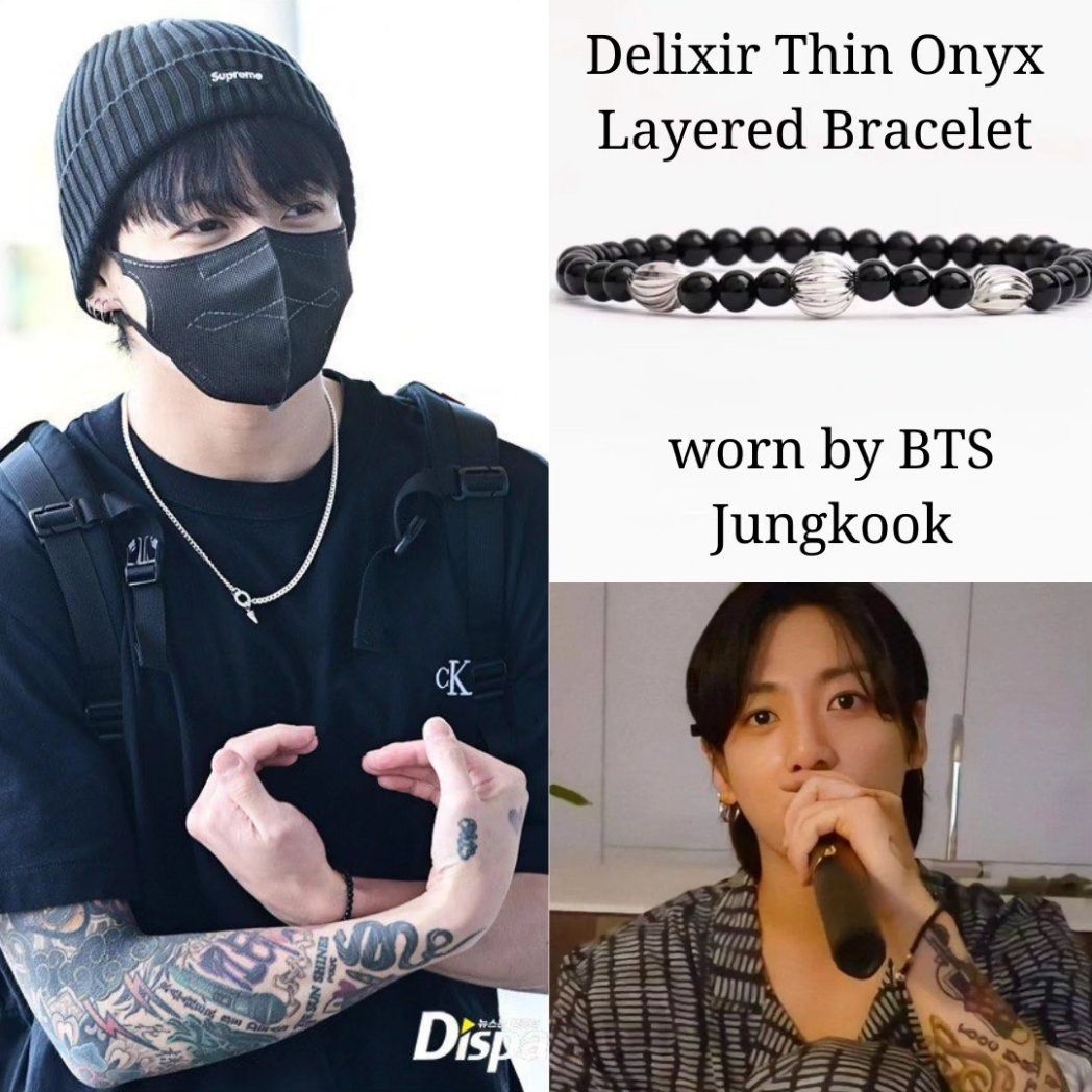 Delixir Thin Onyx Layered Bracelet worn by Jungkook, Hobbies & Toys ...
