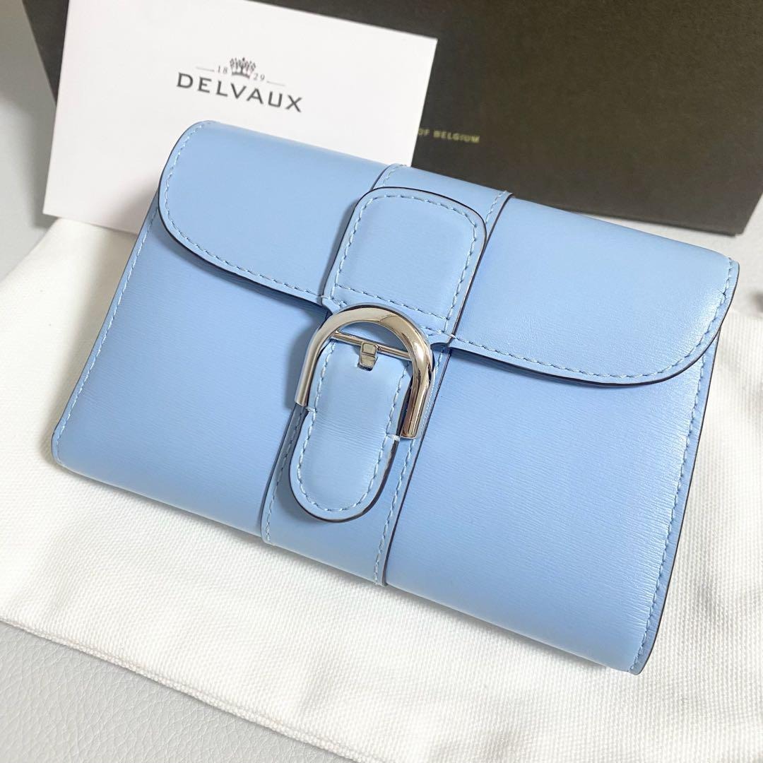 DELVAUX Brilliant compact wallet Blue, Luxury, Bags & Wallets on Carousell