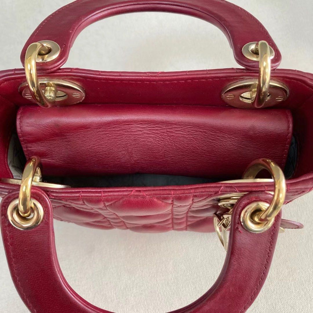 Dior Lady dior mini size berry pinkGHW, Luxury, Bags & Wallets on Carousell