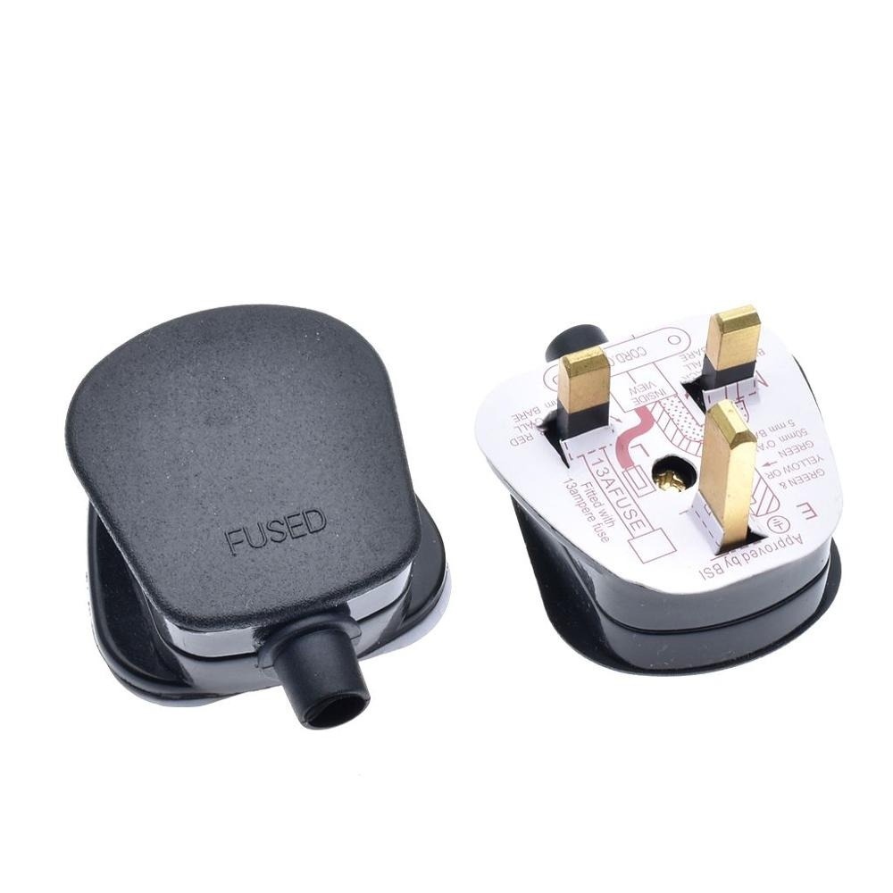 15 A Male Plug 13A Black Plastic Electrical Safety UK 3 Pin Plug Top 3 ...