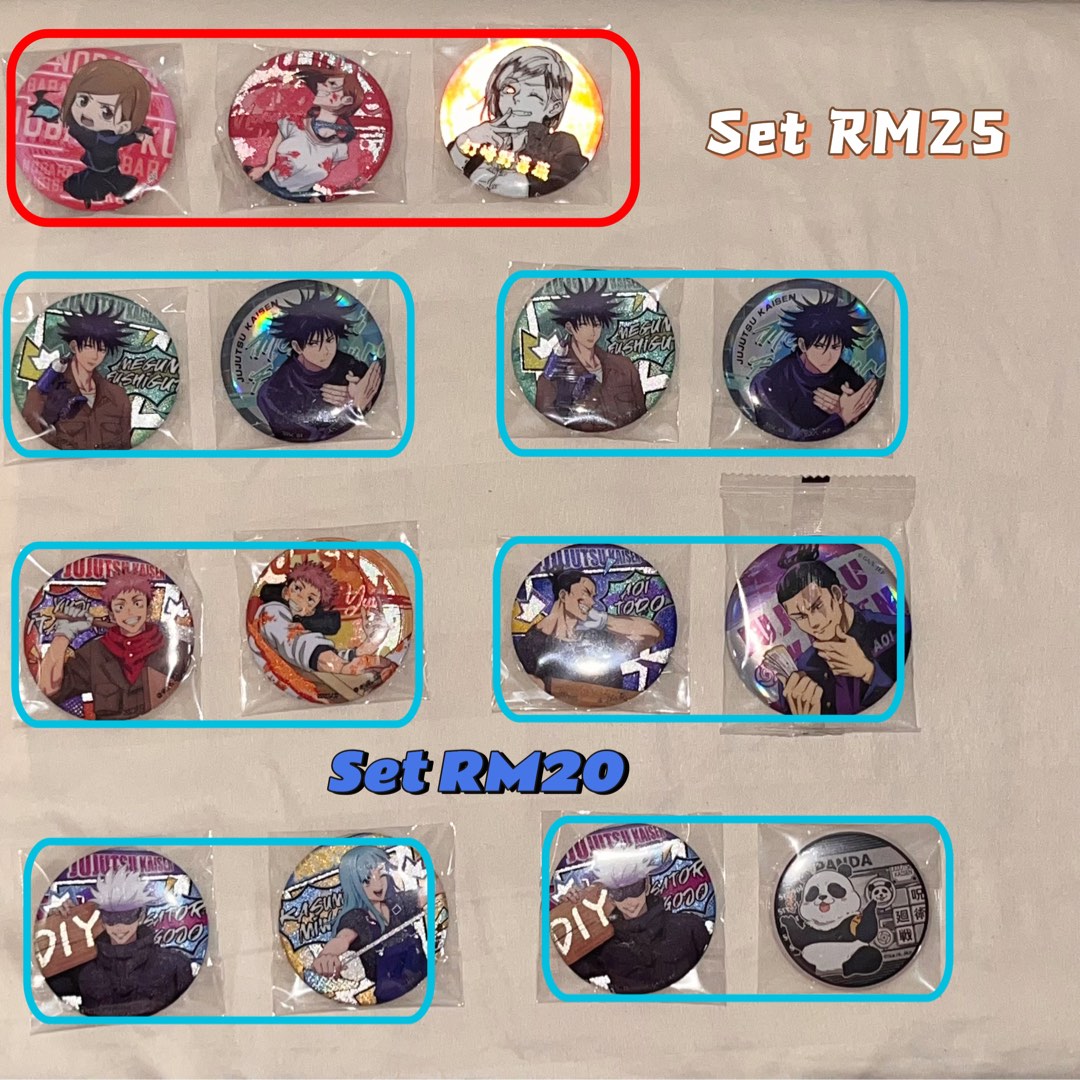Jujutsu Kaisen Badge Set, Hobbies & Toys, Toys & Games on Carousell