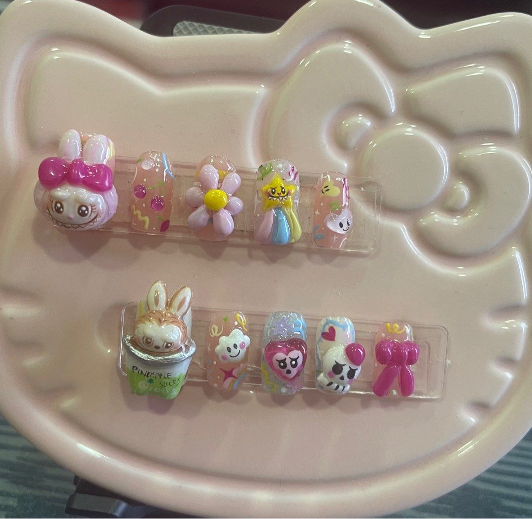 Labubu nailbox design, Beauty & Personal Care, Hands & Nails on Carousell